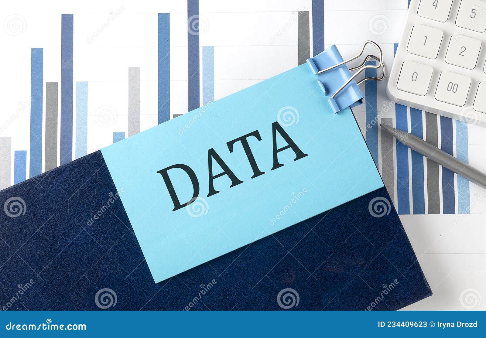 DATA on Sticky Note on Notebook on the Chart Background Stock Image ...