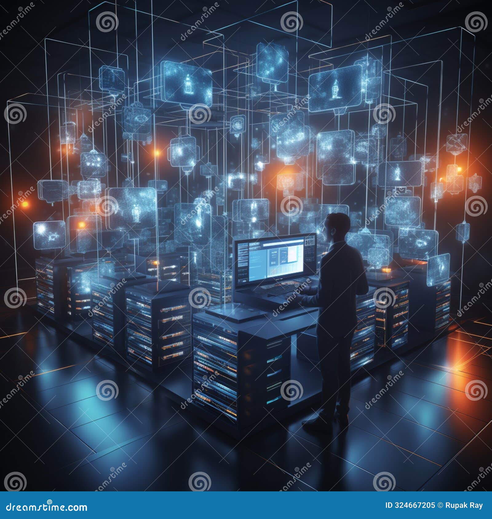 Data Storage Cabinet Quantum Computing Database Cloud Computing Concept Image Stock Illustration ...