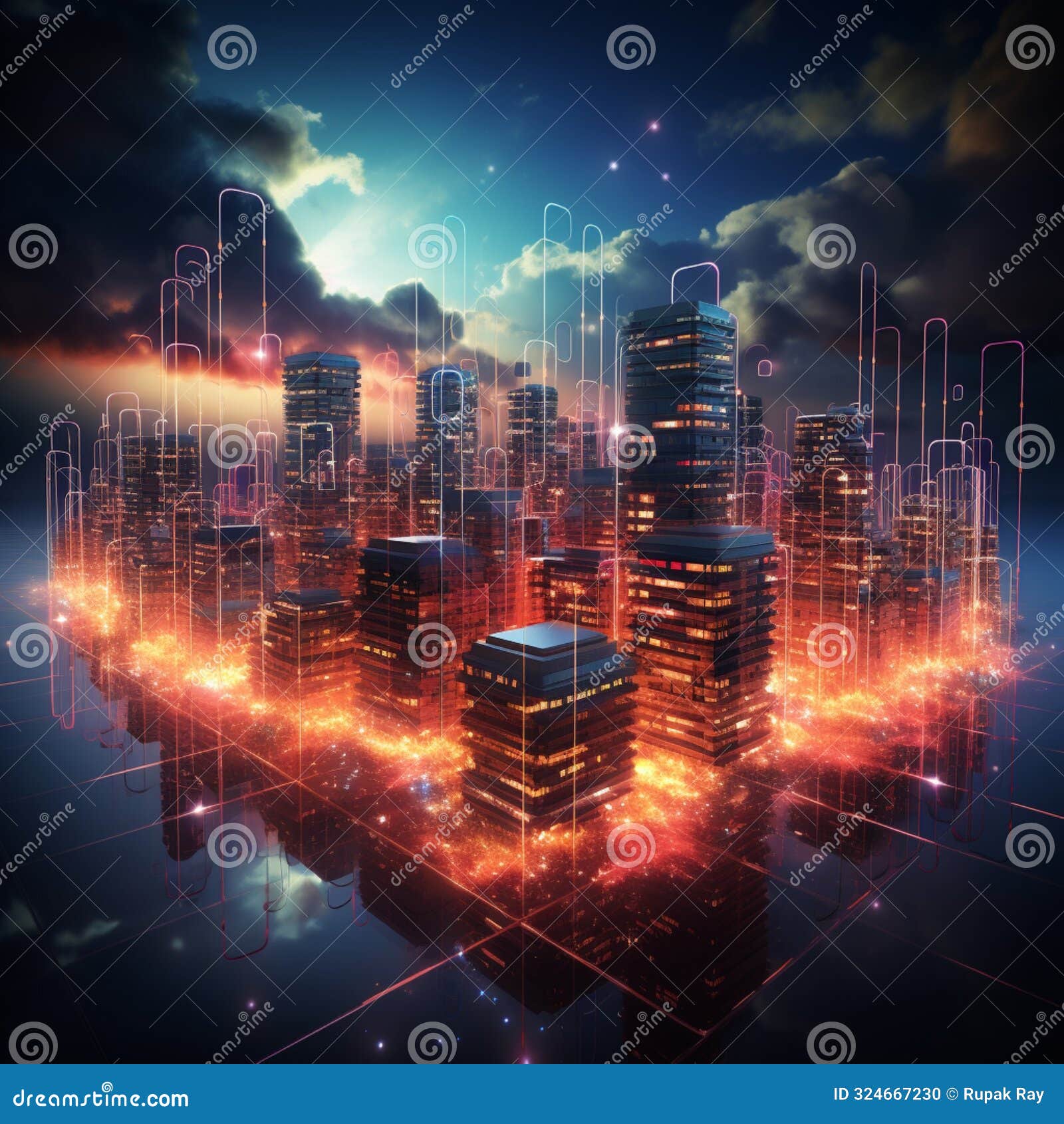 Data Storage Cabinet Quantum Computing Database Cloud Computing Concept Image Stock Illustration