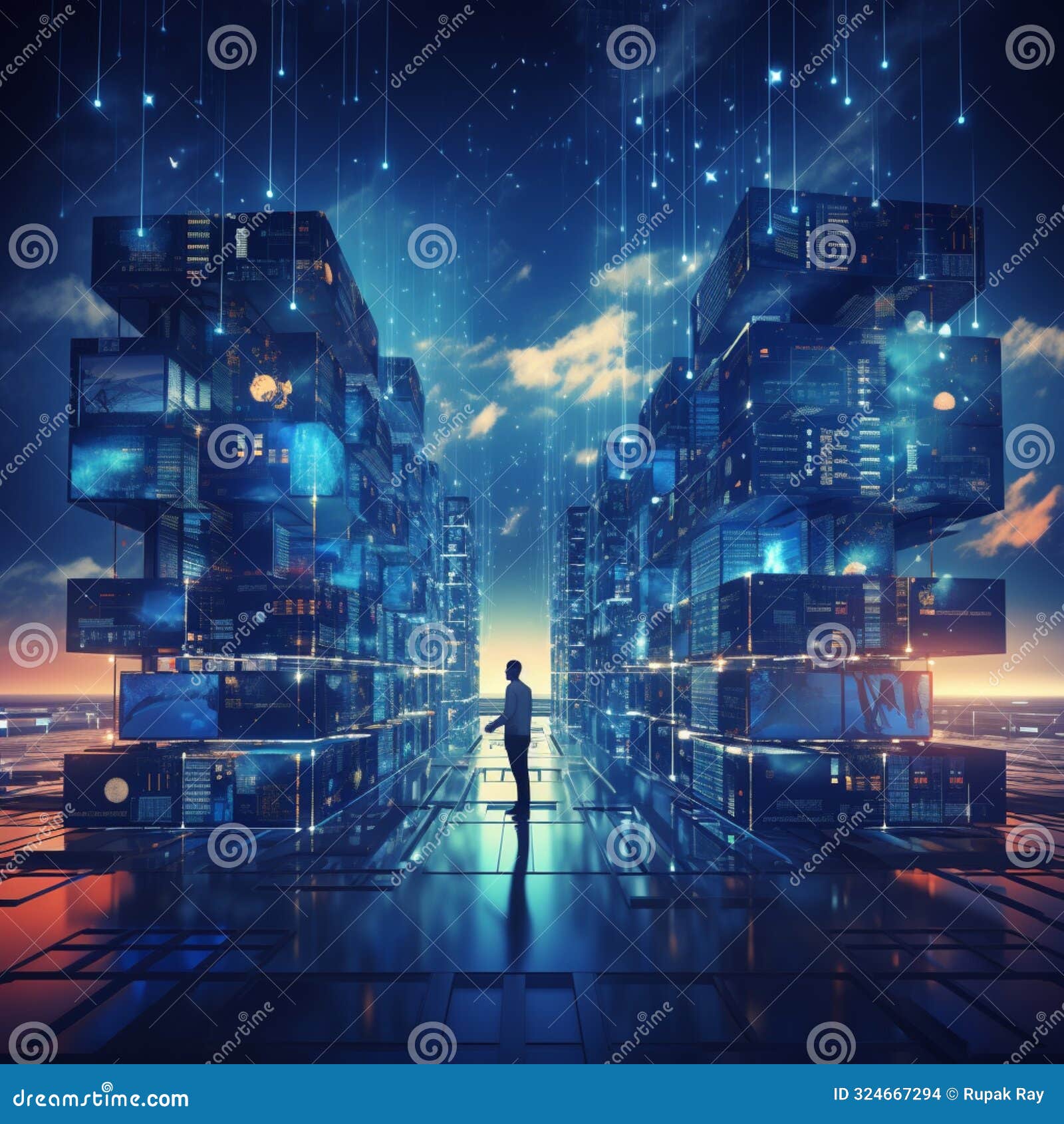 Data Storage Cabinet Quantum Computing Database Cloud Computing Concept Image Stock Illustration ...