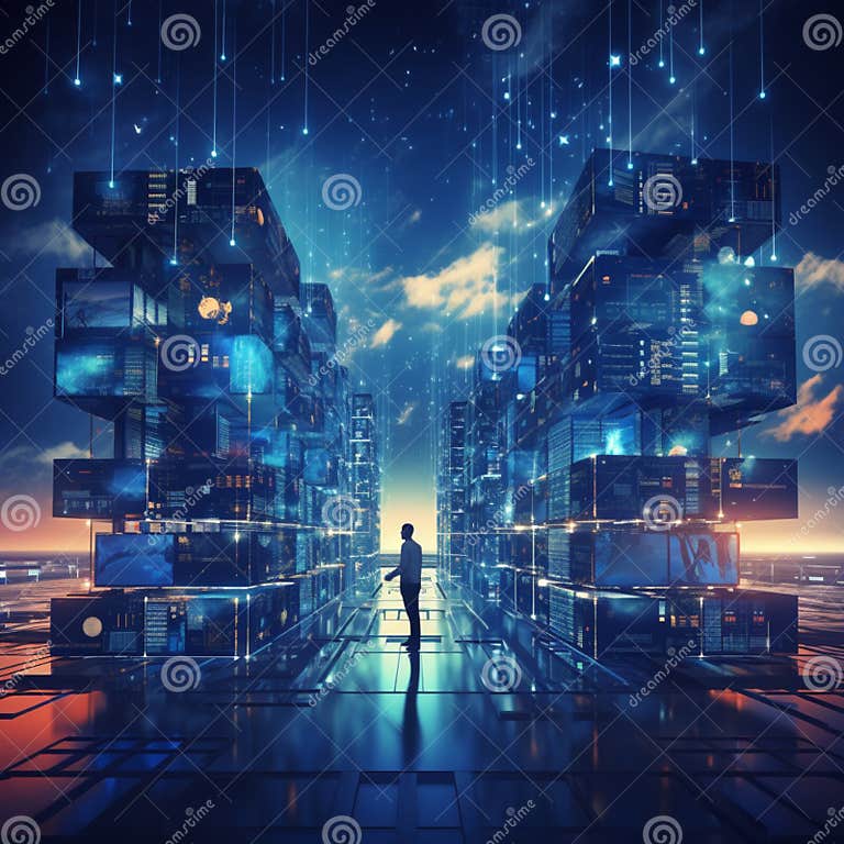 Data Storage Cabinet Quantum Computing Database Cloud Computing Concept Image Stock Illustration ...