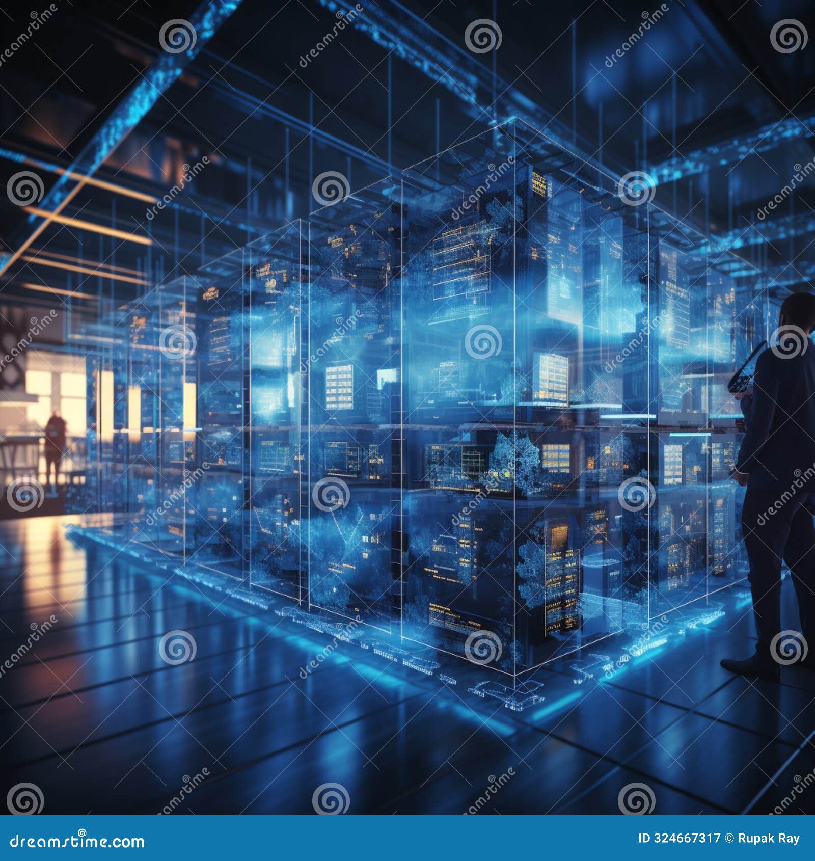 Data Storage Cabinet Quantum Computing Database Cloud Computing Concept Image Stock Illustration ...