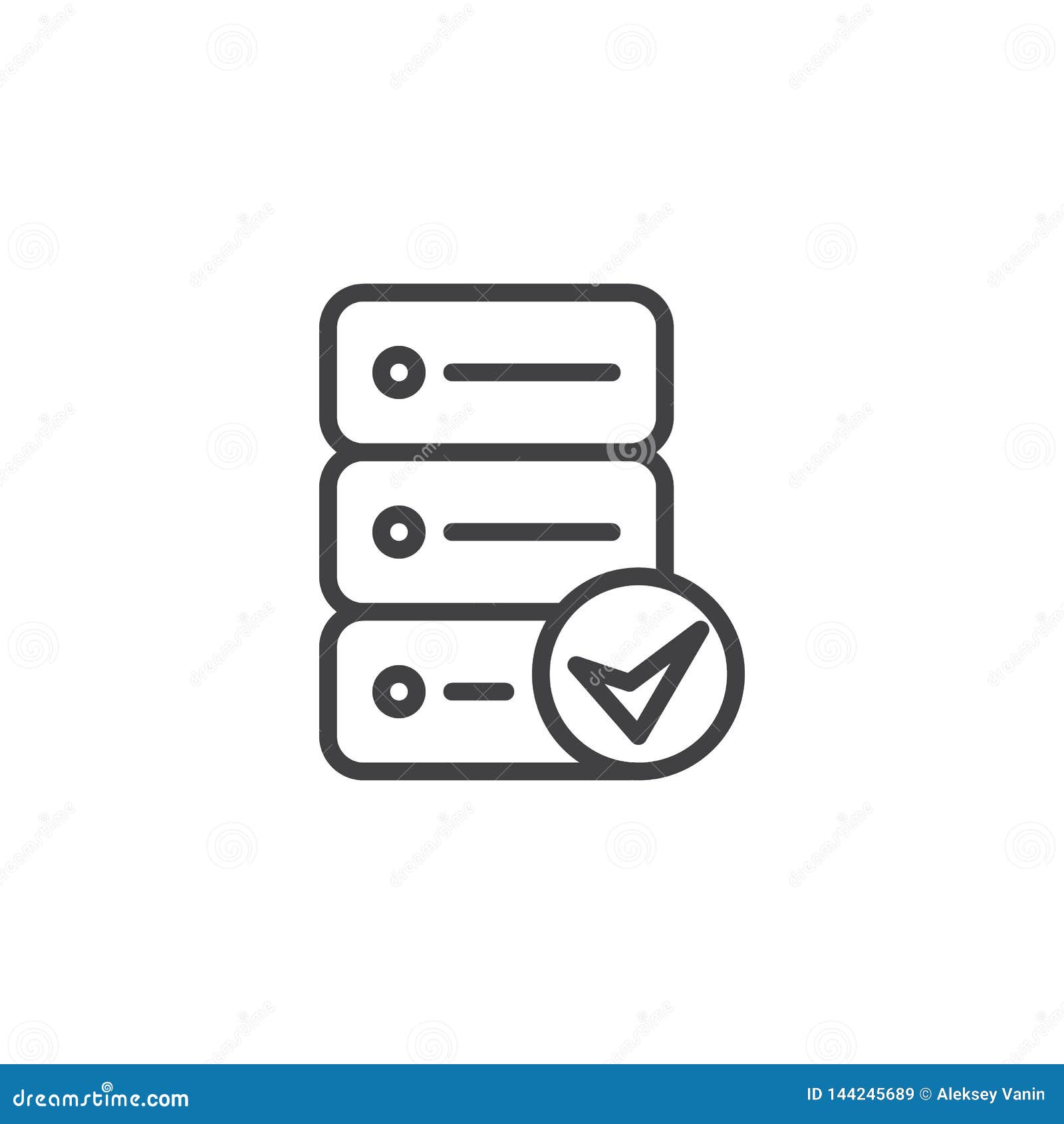 Data Storage Check Completed Line Icon Stock Vector - Illustration of ...