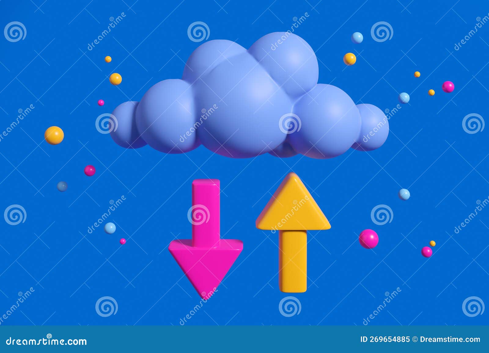 Data Storage in a Cloud Service, Data Transferring Stock Illustration - Illustration of system ...