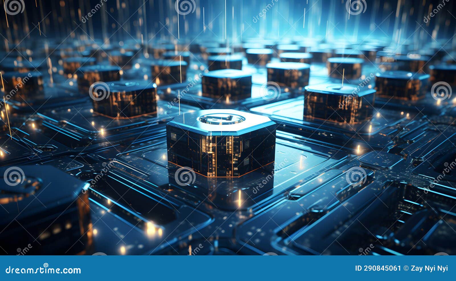 Data Storage Cubes between Electrical Pathways. Quantum Computing, Database, Cloud Computing ...
