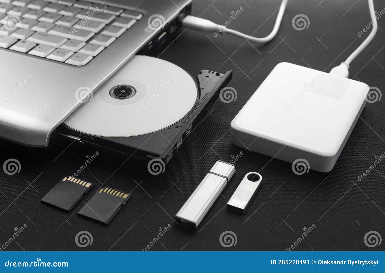 Data Storage Devices Connected To a Laptop, Data Security Stock Image ...