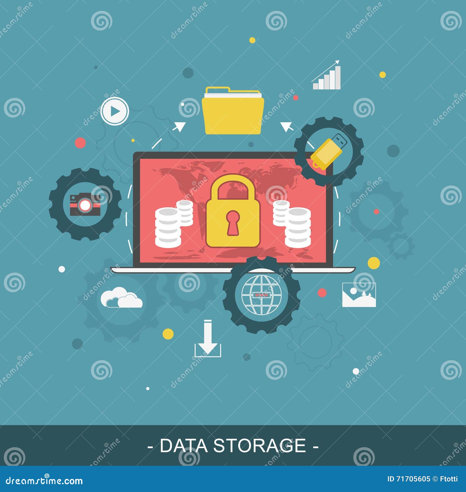Data Storage Flat Concept. Vector Illustration. Stock Vector ...