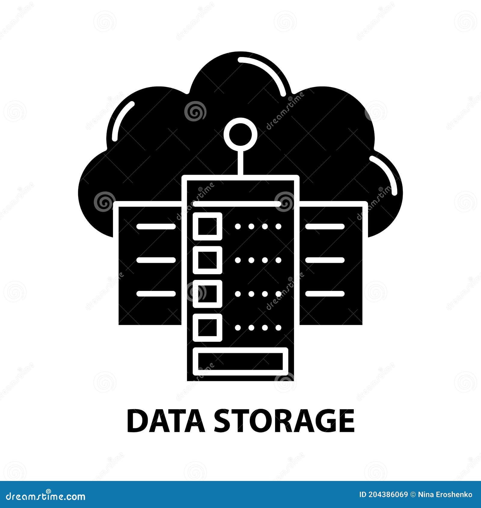Data Storage Icon, Black Vector Sign with Editable Strokes, Concept ...