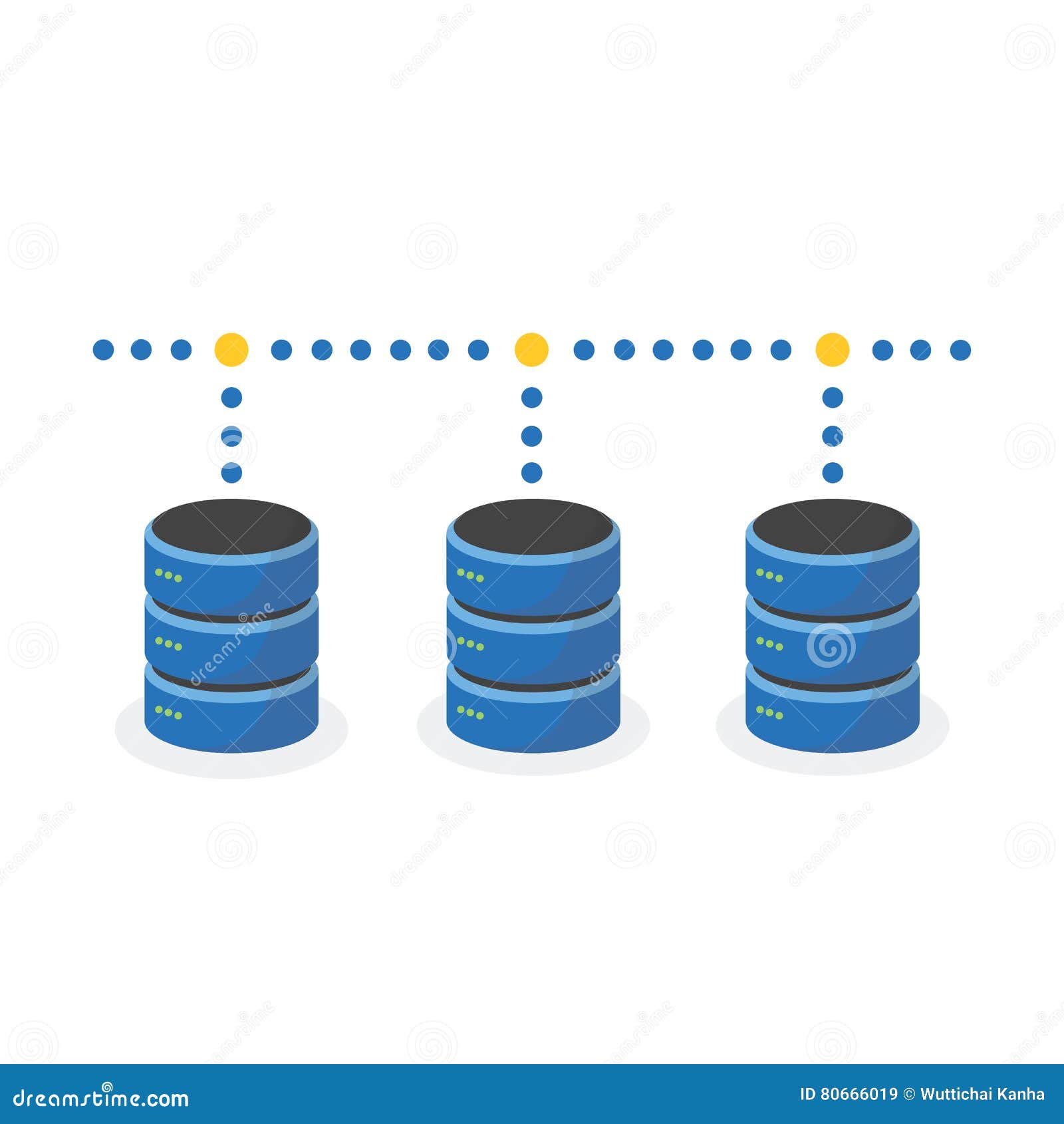 Data Storage Icon with Connect Multi Base Storage Stock Vector ...