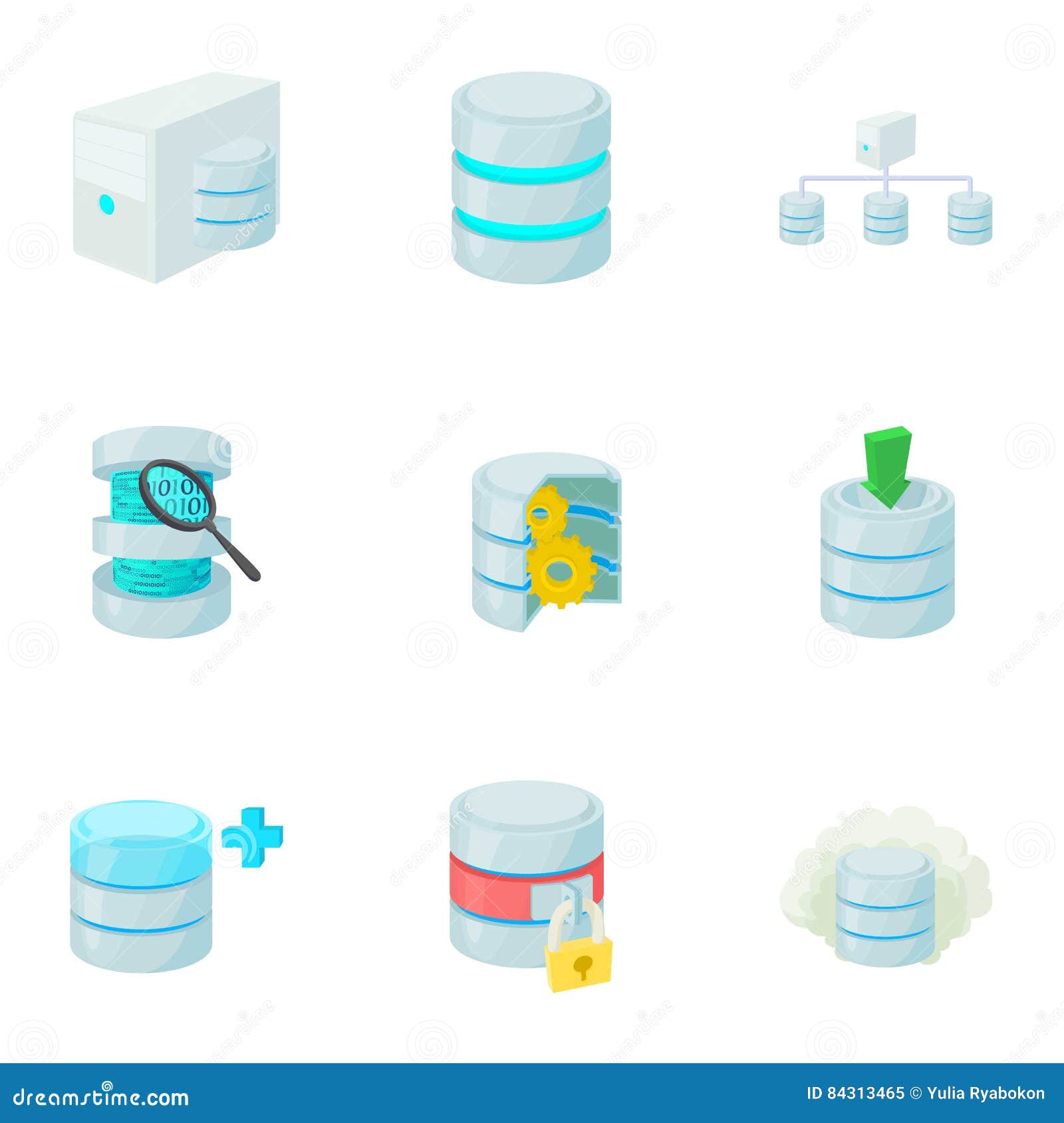 Data Storage Icons Set, Cartoon Style Stock Vector - Illustration of ...