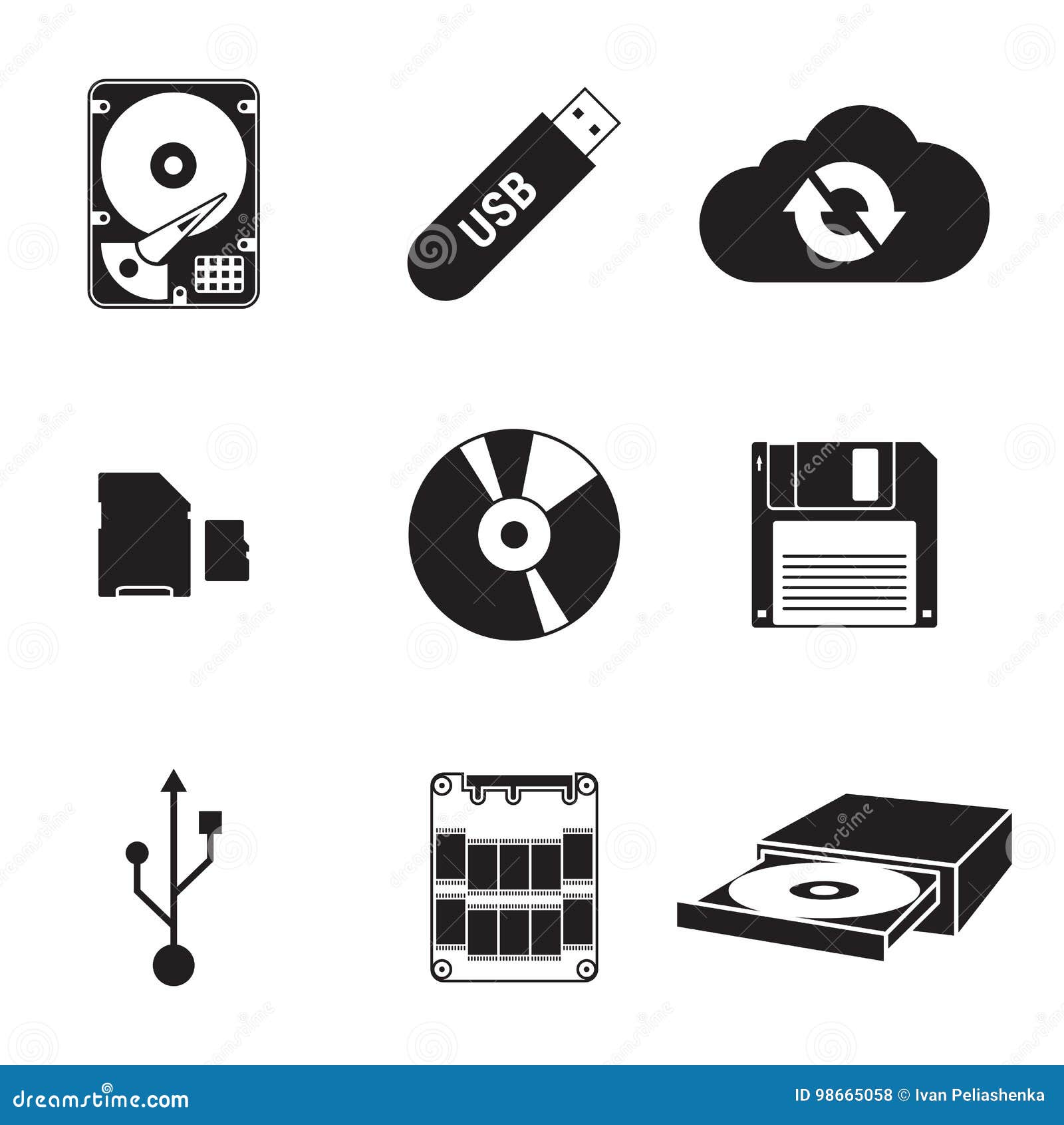 Data storage icons stock illustration. Illustration of drive - 98665058