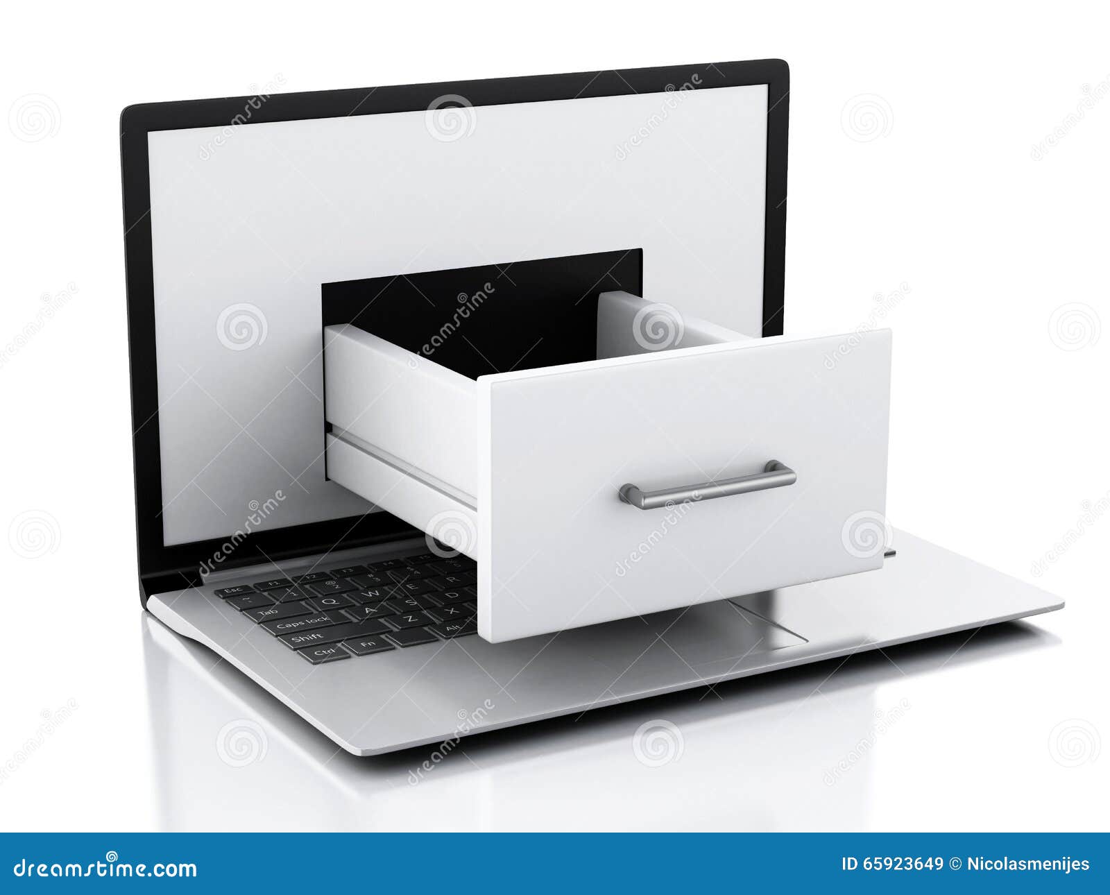 Data Storage. Laptop with File Cabinet. Stock Illustration ...