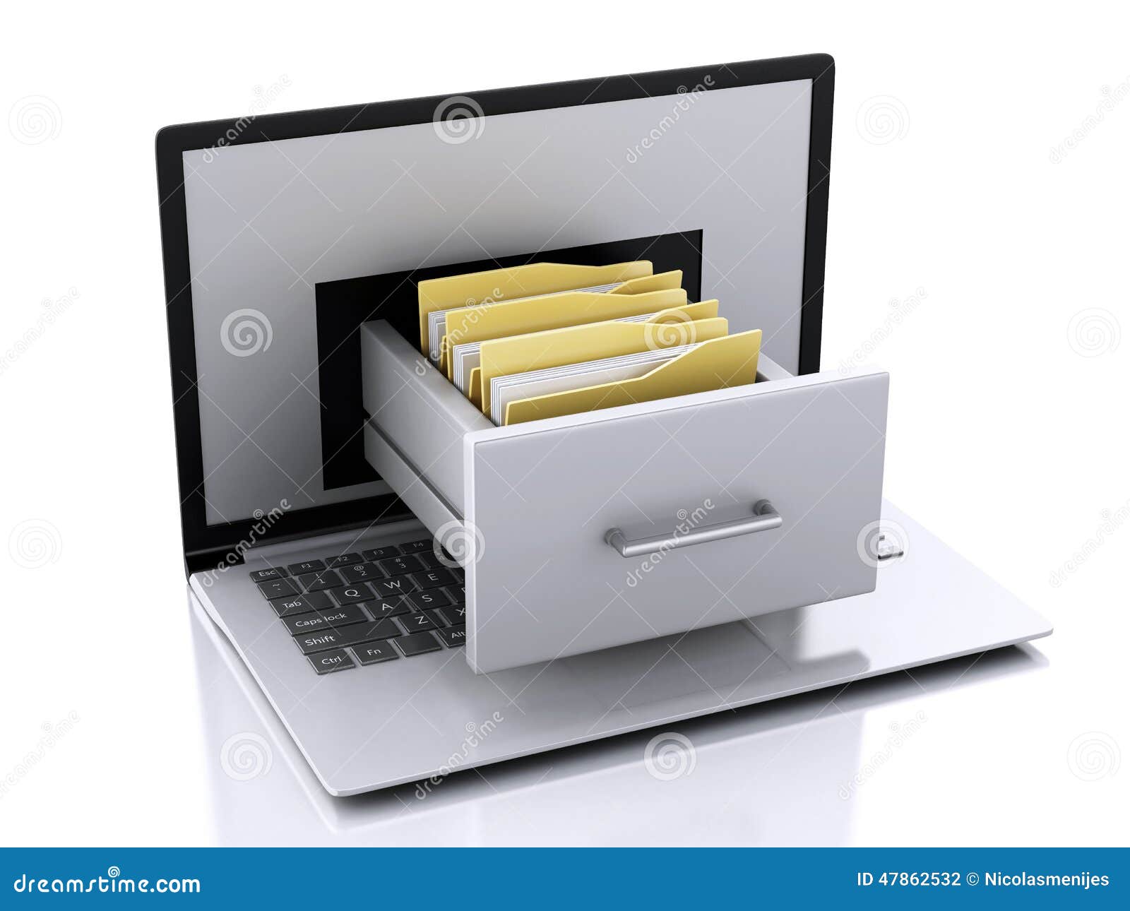 Data Storage. Laptop and Files 3d Stock Illustration - Illustration of ...