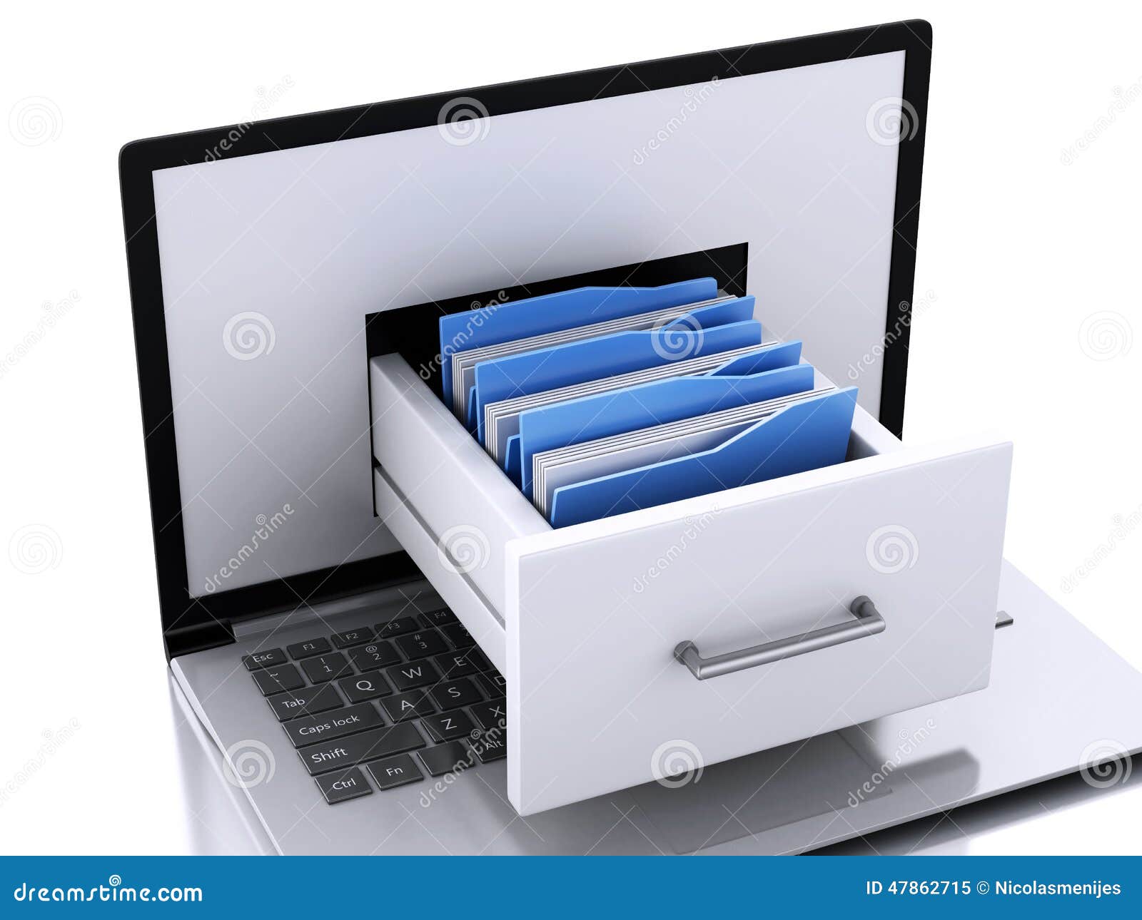 Data Storage. Laptop and Files 3d Stock Illustration - Illustration of ...