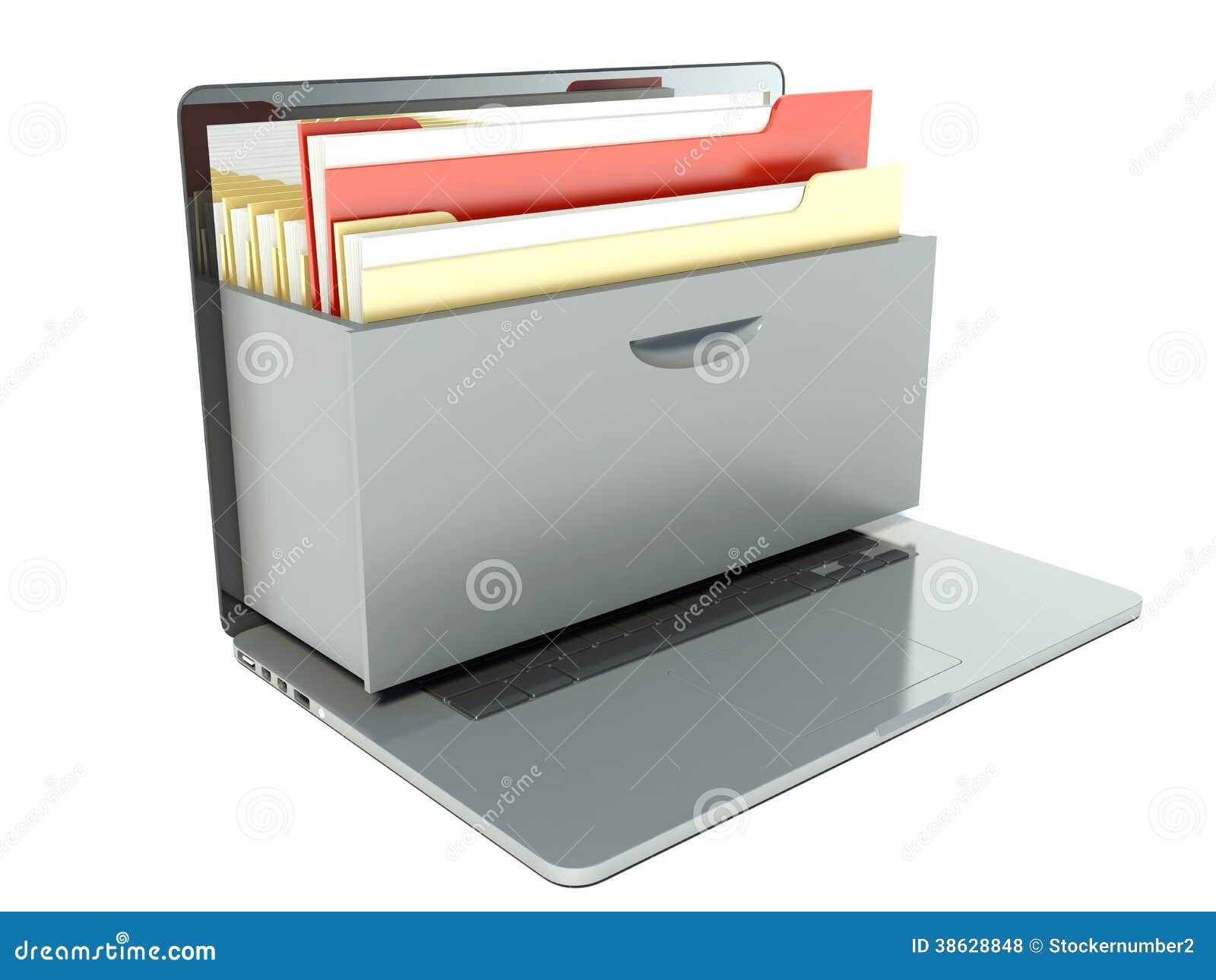 Data Storage. Laptop and Folder for Papers Stock Illustration ...