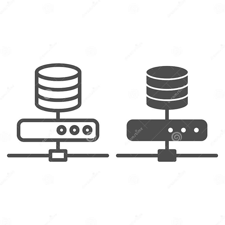 Data Storage Line and Glyph Icon. Computer Server Vector Illustration ...
