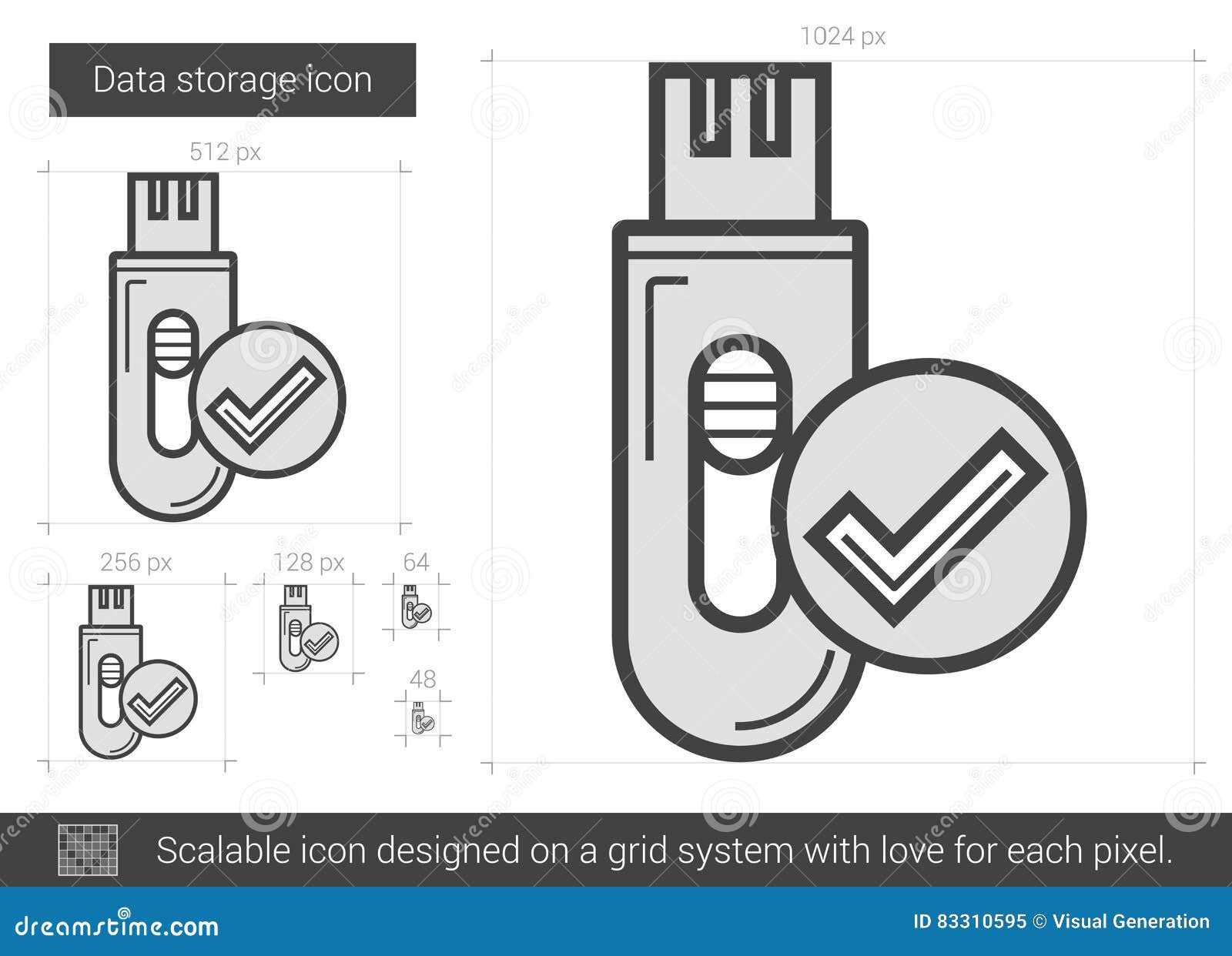Data storage line icon. stock vector. Illustration of drive - 83310595