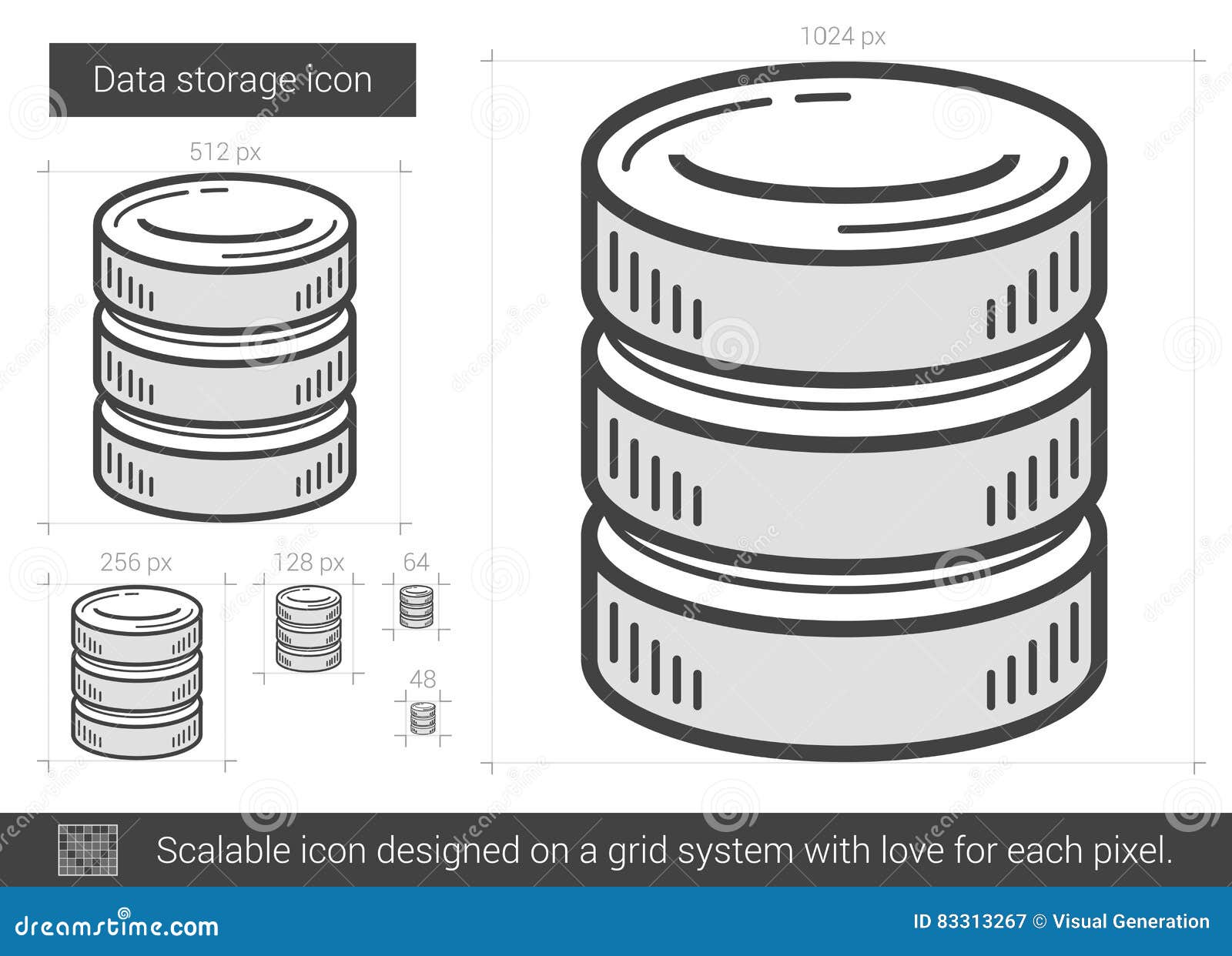 Data storage line icon. stock vector. Illustration of data - 83313267