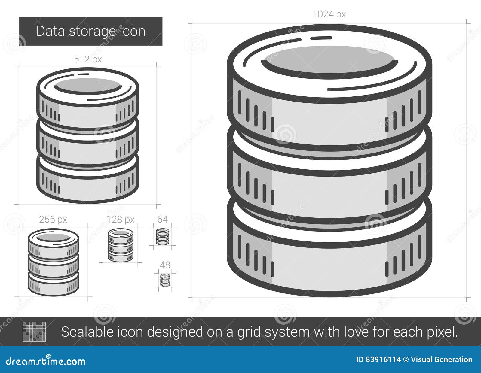 Data storage line icon. stock vector. Illustration of backup - 83916114