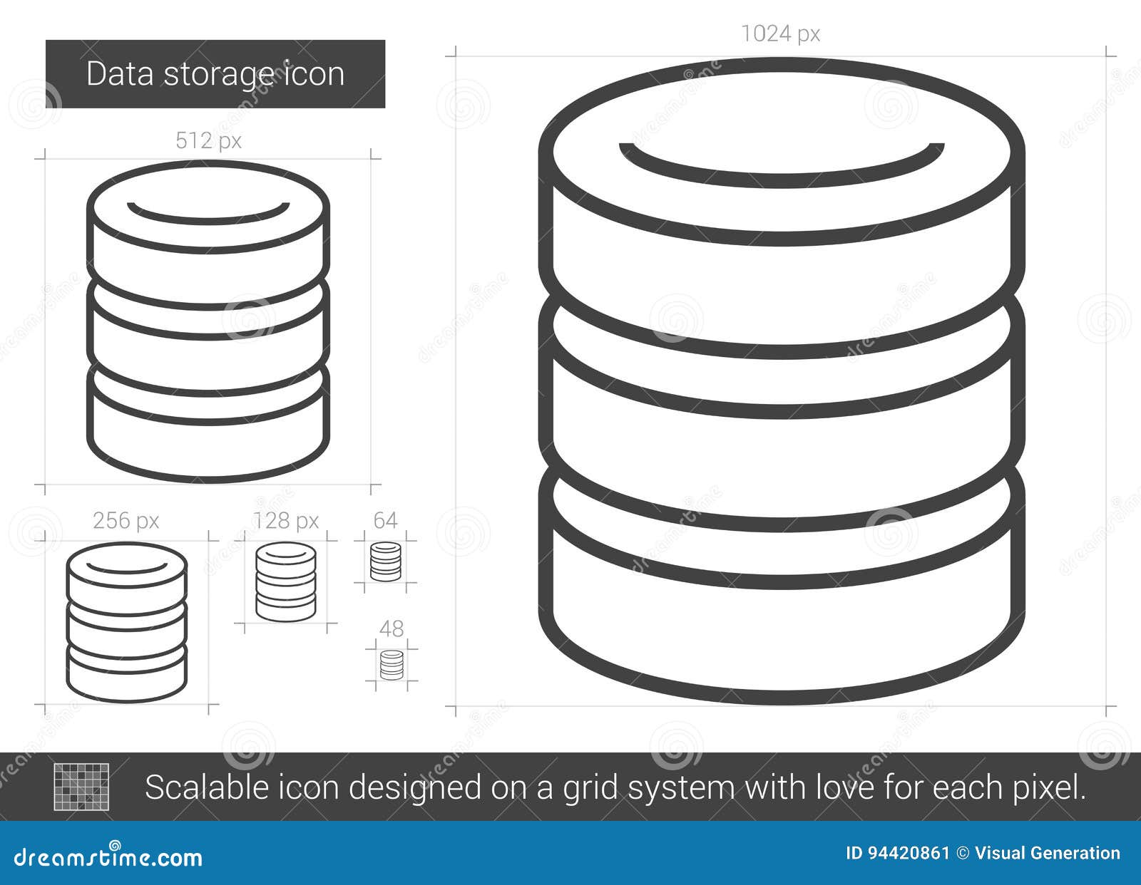 Data storage line icon. stock vector. Illustration of datacenter - 94420861
