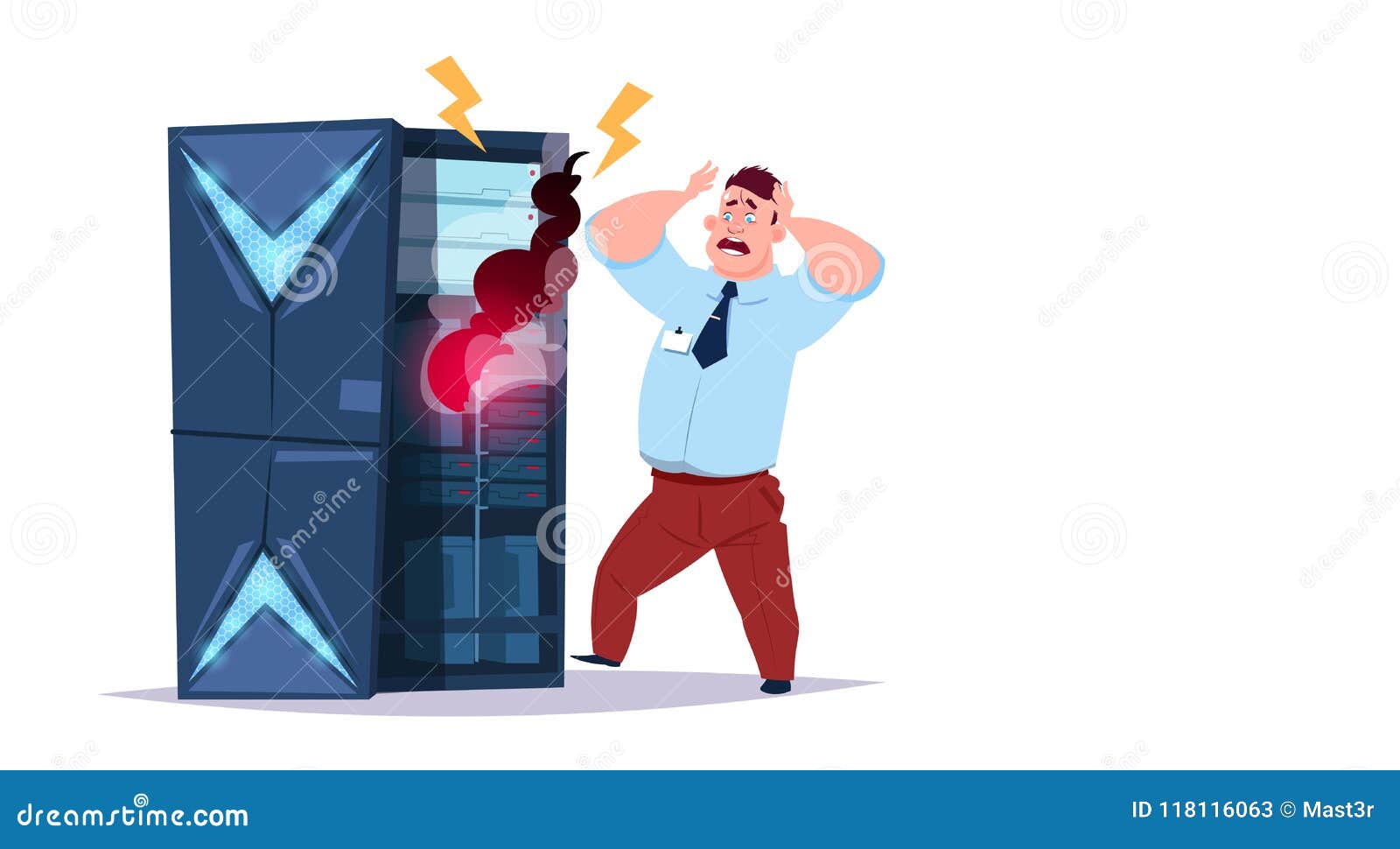 Data Storage Problem Center with Hosting Servers and Staff. Error ...