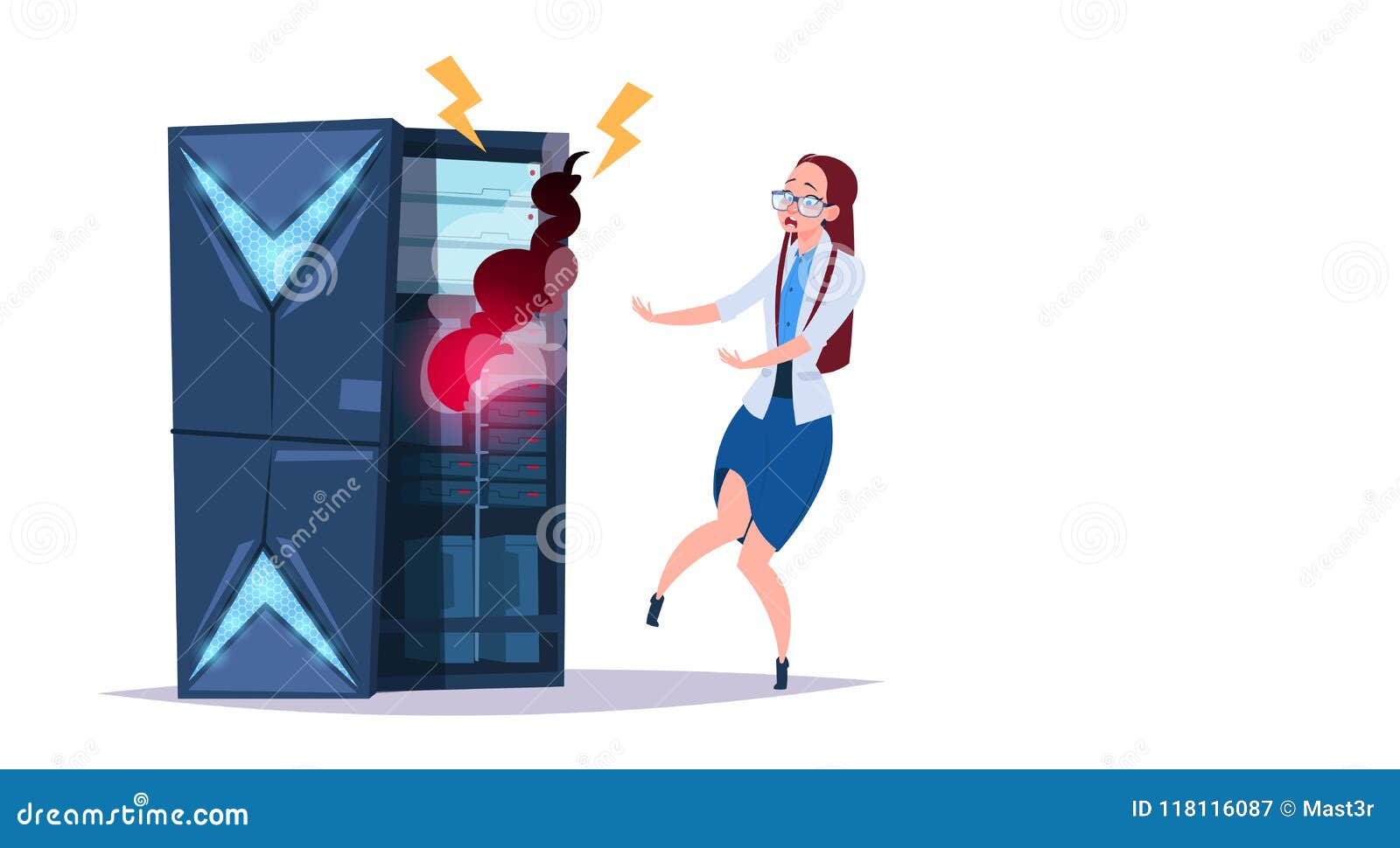 Data Storage Problem Center with Hosting Servers and Staff. Error ...