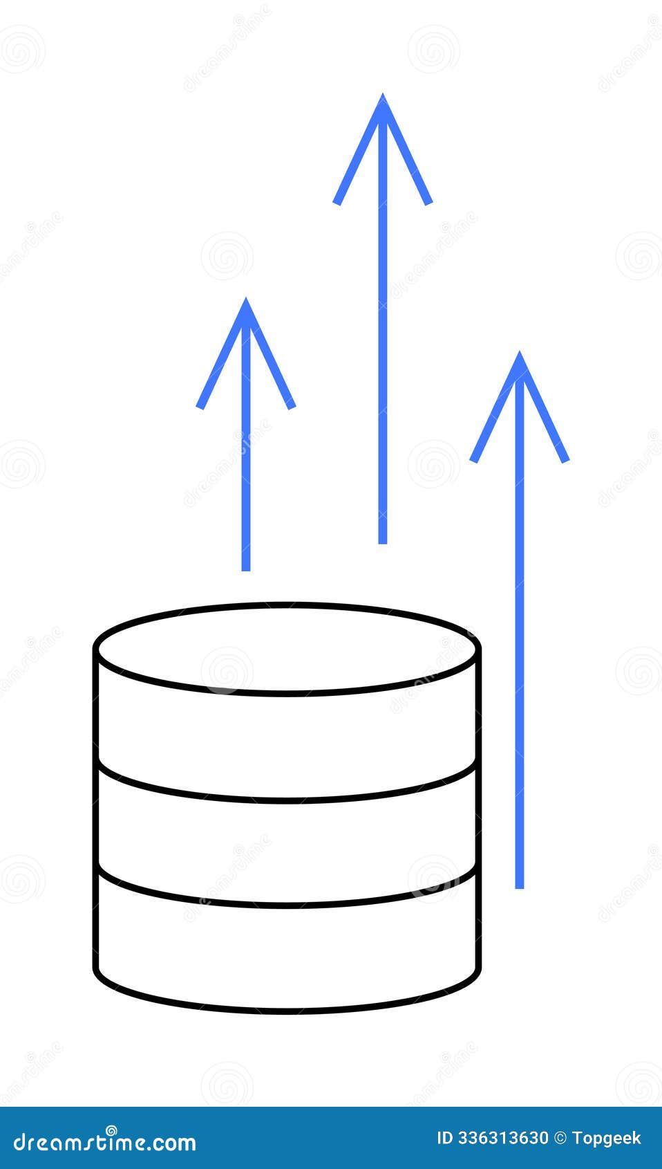 Data Storage Sending Information Upward with Three Blue Arrows Stock ...