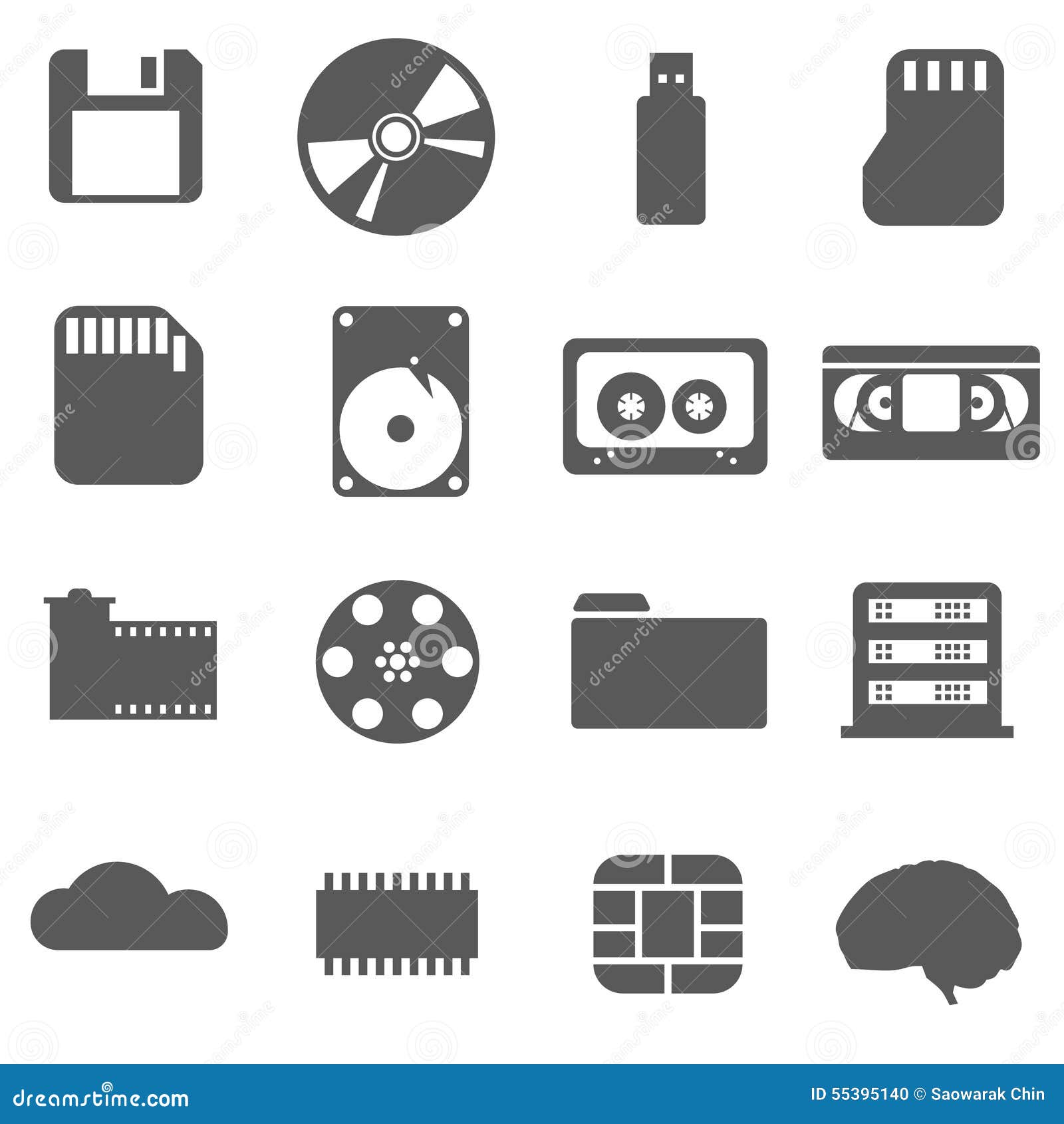 Data storage set Icon stock vector. Illustration of digital - 55395140