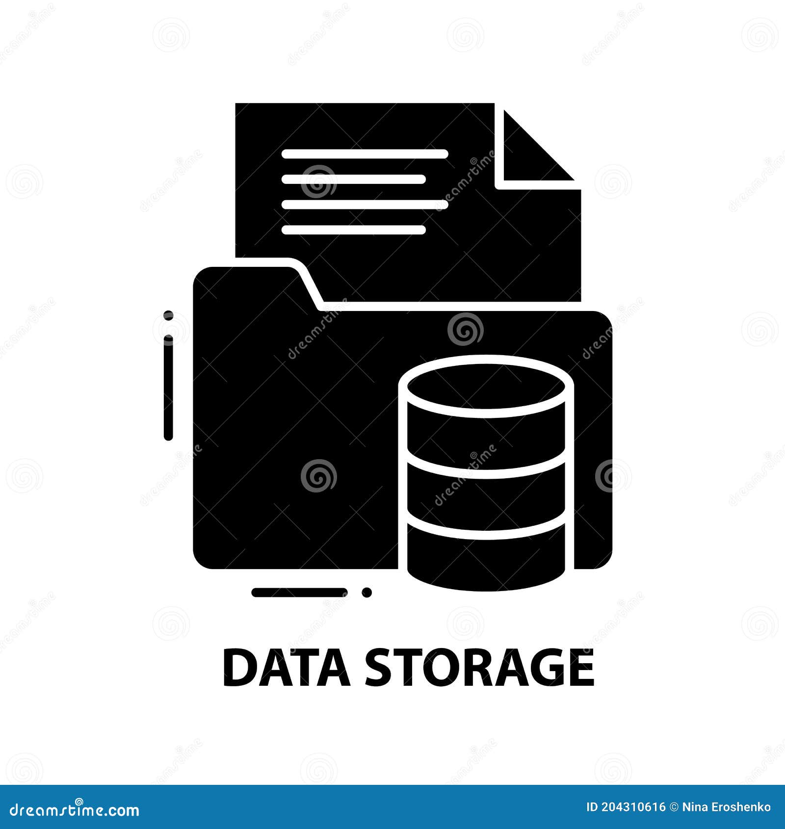 Data Storage Symbol Icon, Black Vector Sign with Editable Strokes ...