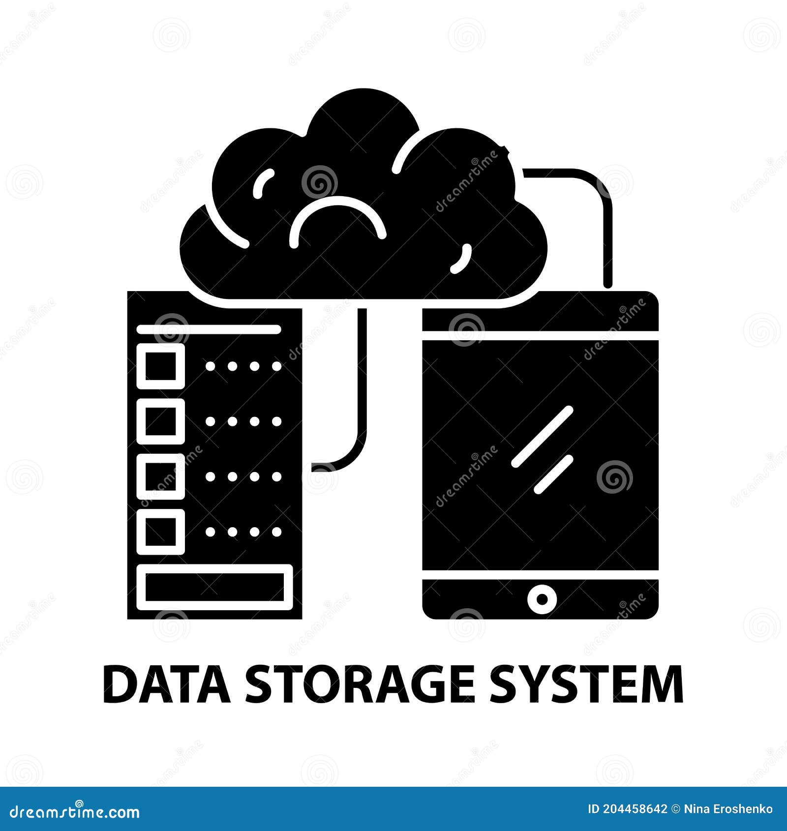 Data Storage System Icon, Black Vector Sign with Editable Strokes ...