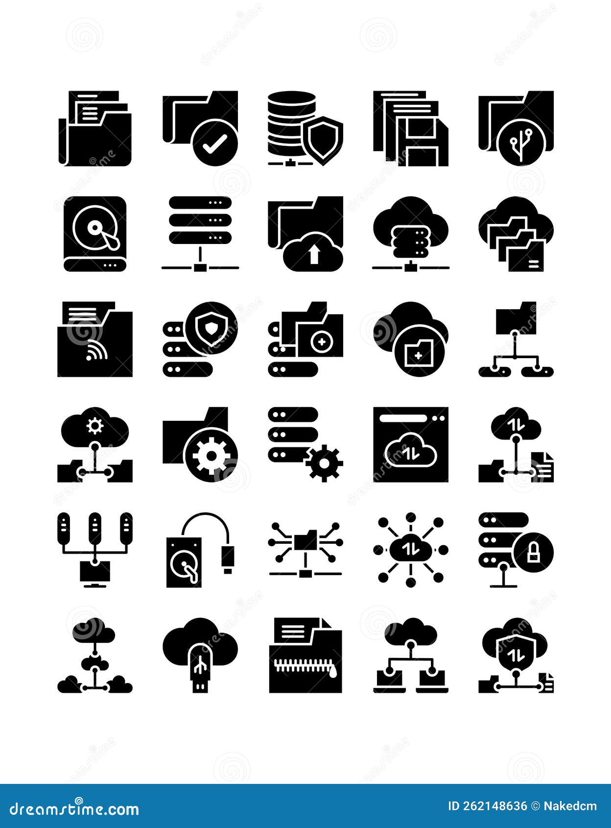 Data Storage Technology Silhouette Black Solid Glyph Icon Pack Stock ...