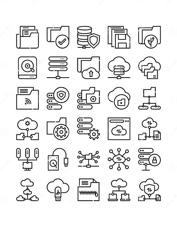 Data Storage Technology Simple Line Icon Pack Stock Vector ...