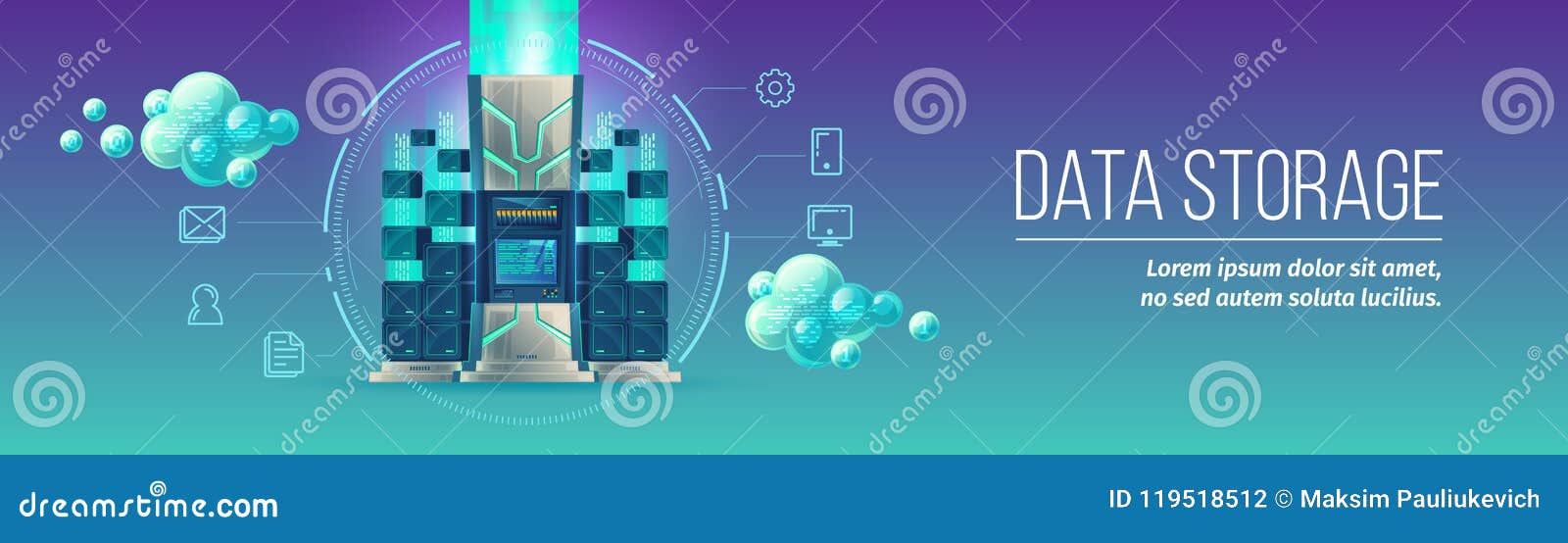 Data Storage Technology Vector Illustration Stock Vector - Illustration ...