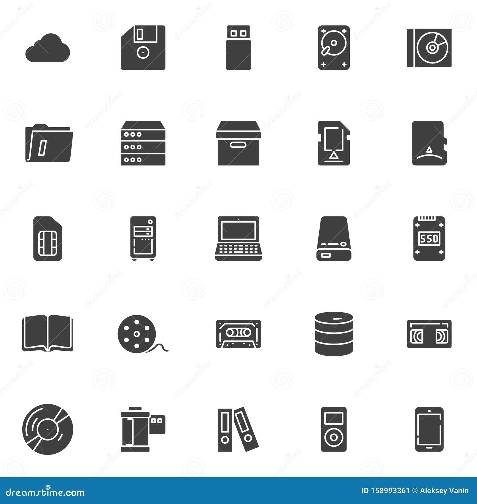 Data Storage Vector Icons Set Stock Vector - Illustration of filled ...