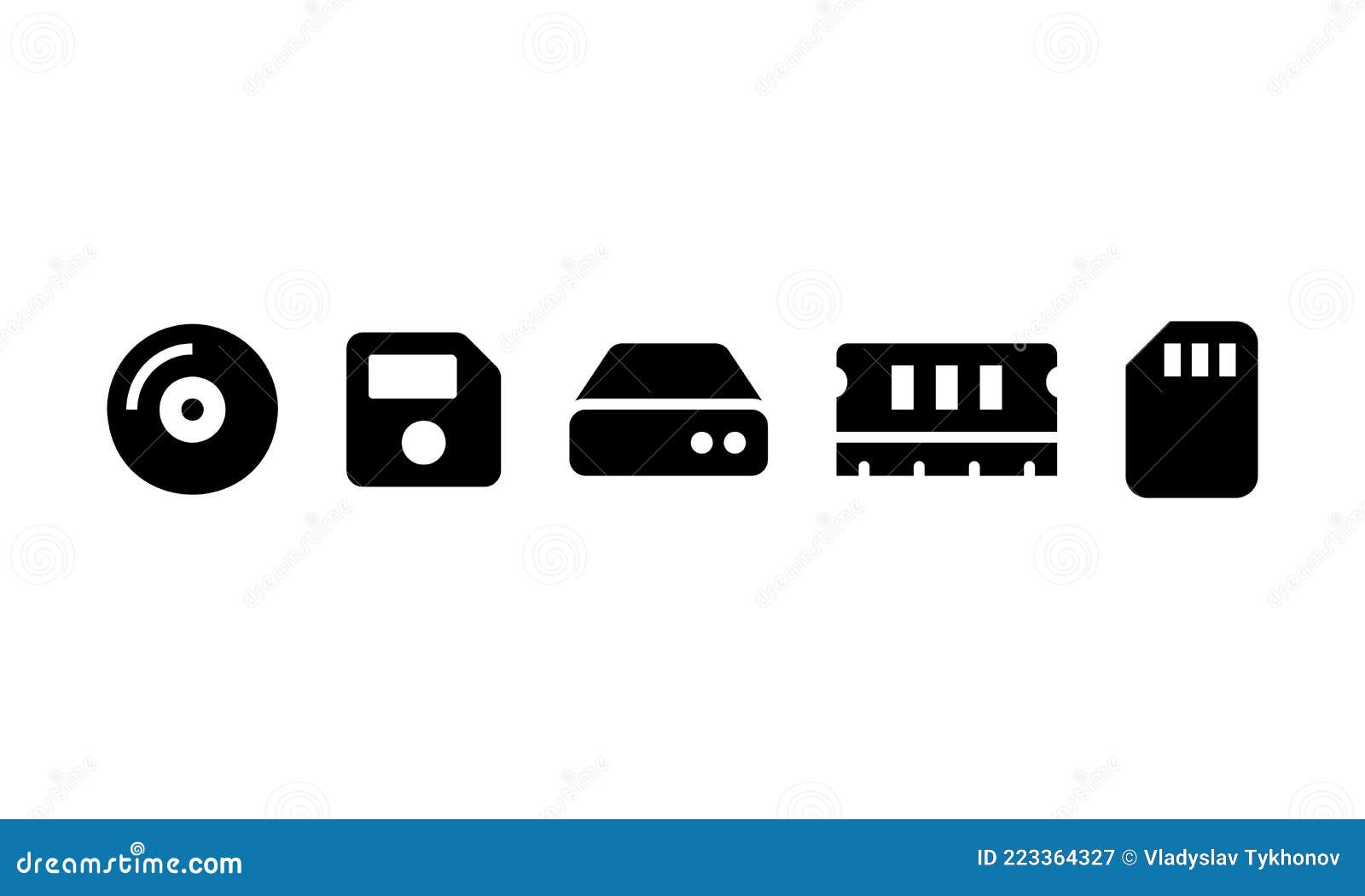Data Storage Vector Icons Set. Disk, Hdd, Ssd, Flash Storage Symbols ...