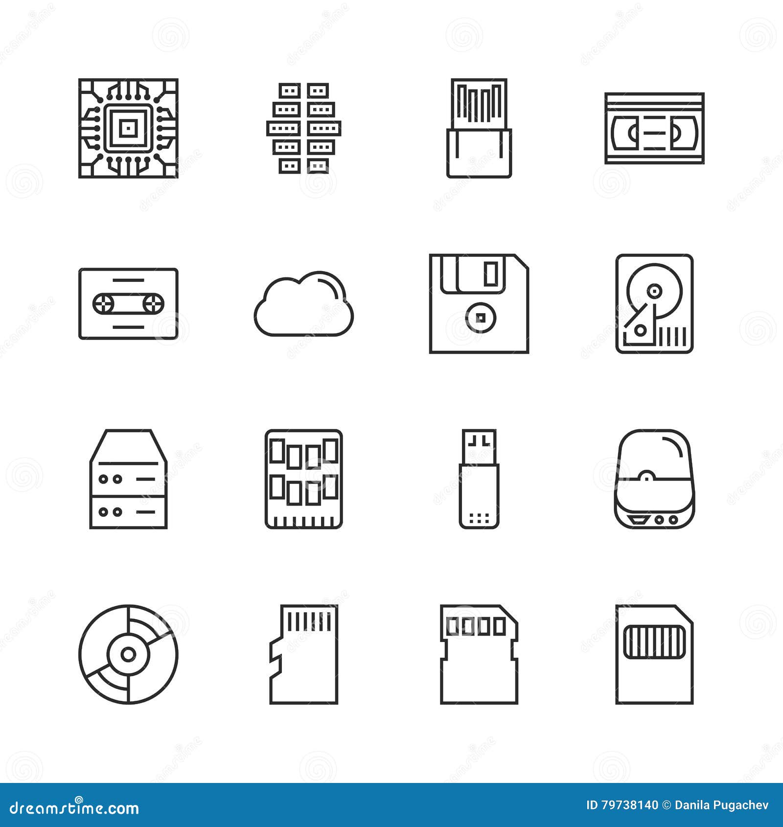 Data Storage Vector Line Icon Set Stock Vector - Illustration of floppy ...