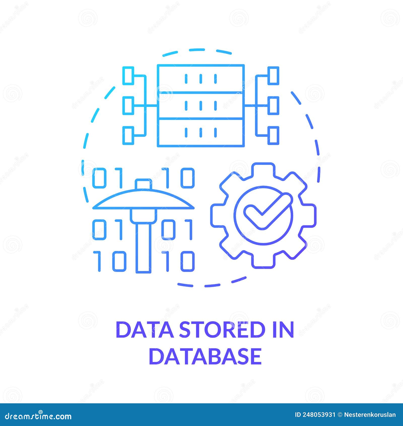 Data Stored in Database Blue Gradient Concept Icon Stock Vector ...