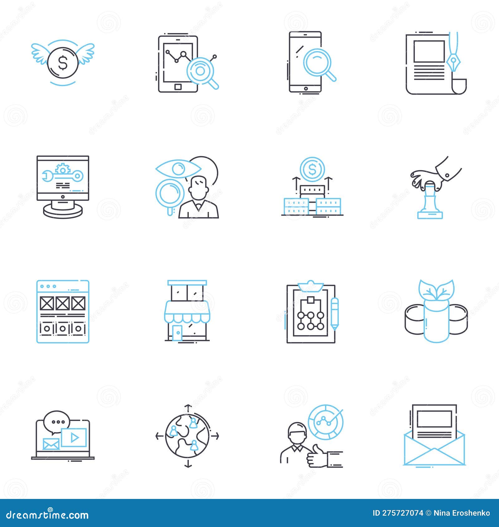 Data Strategy Linear Icons Set. Analytics, Governance, Integration ...