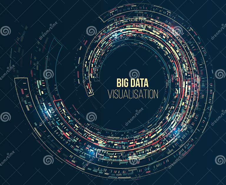 Data Stream in the Form of an Array of Circles and Binary Code. Vector Database Background. Big ...