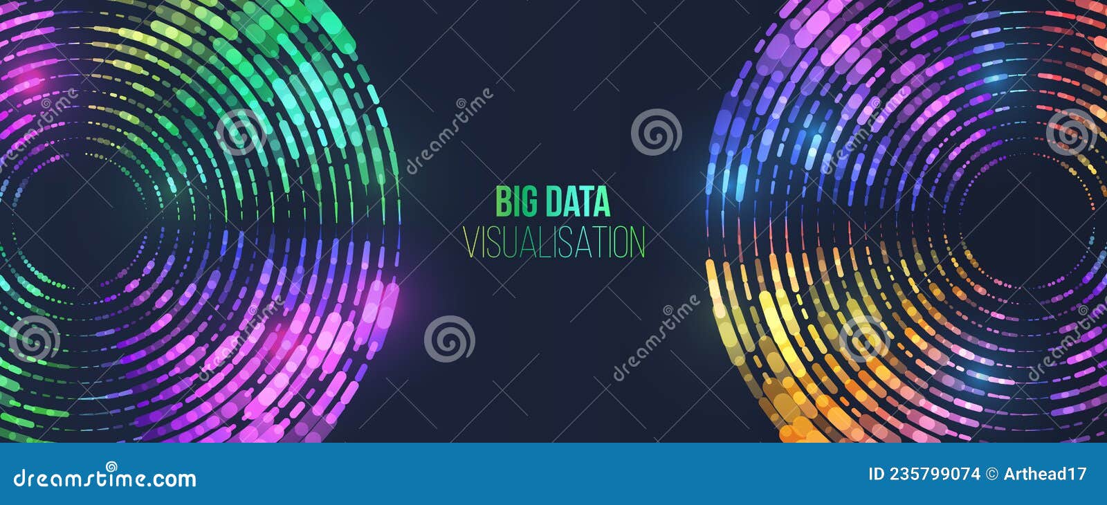 Data Stream In The Form Of An Array Of Circles And Binary Code Vector Database Background Neon
