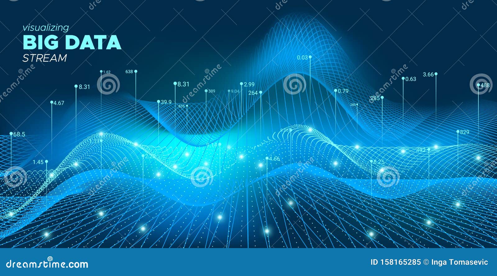 Data Stream. Green Financial Illustration Stock Vector - Illustration ...