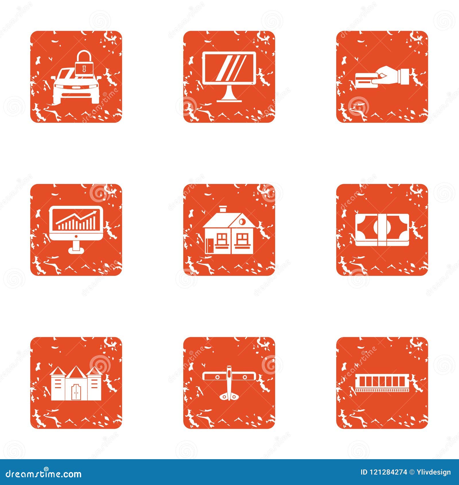 Data Stream Icons Set, Grunge Style Stock Vector - Illustration of ...