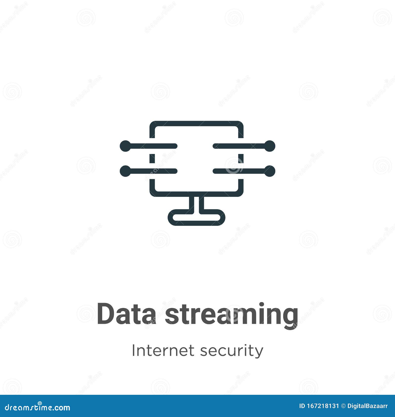 Data Streaming Outline Vector Icon. Thin Line Black Data Streaming Icon ...