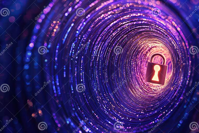 Data Streams Converging on Digital Lock Symbolizing Data Privacy and ...
