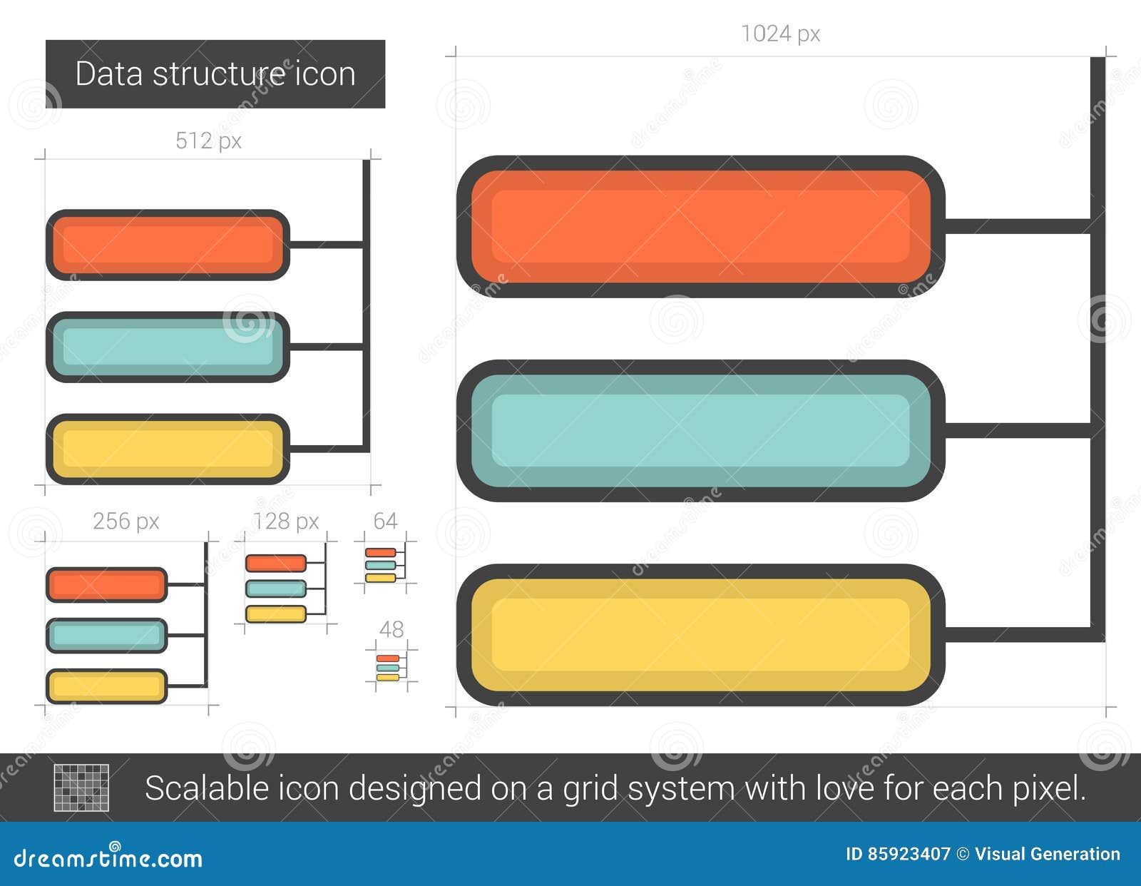 Data structure line icon. stock vector. Illustration of network - 85923407