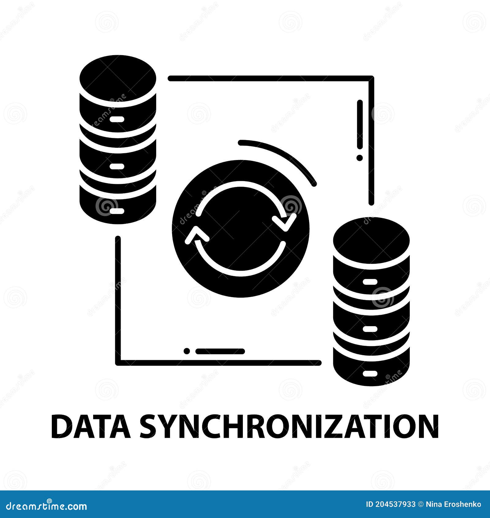 Data Synchronization Symbol Icon Black Vector Sign With Editable