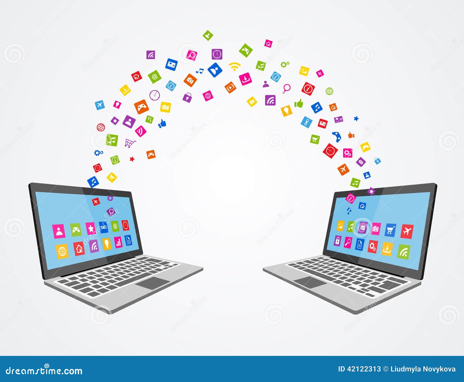 Data Syncronizing Concept Flat Illustration Stock Vector - Illustration ...