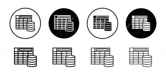 Data Table Vector Icon Set Collection. Data Table Outline Flat Icon ...