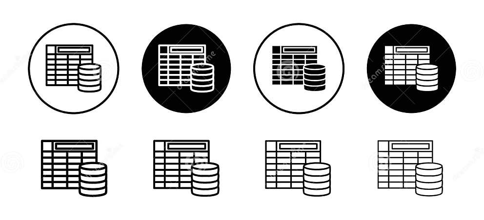 Data Table Vector Icon Set Collection. Data Table Outline Flat Icon ...