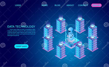 Data Technology and Big Data Processing Protecting Data Security Concept Stock Vector ...
